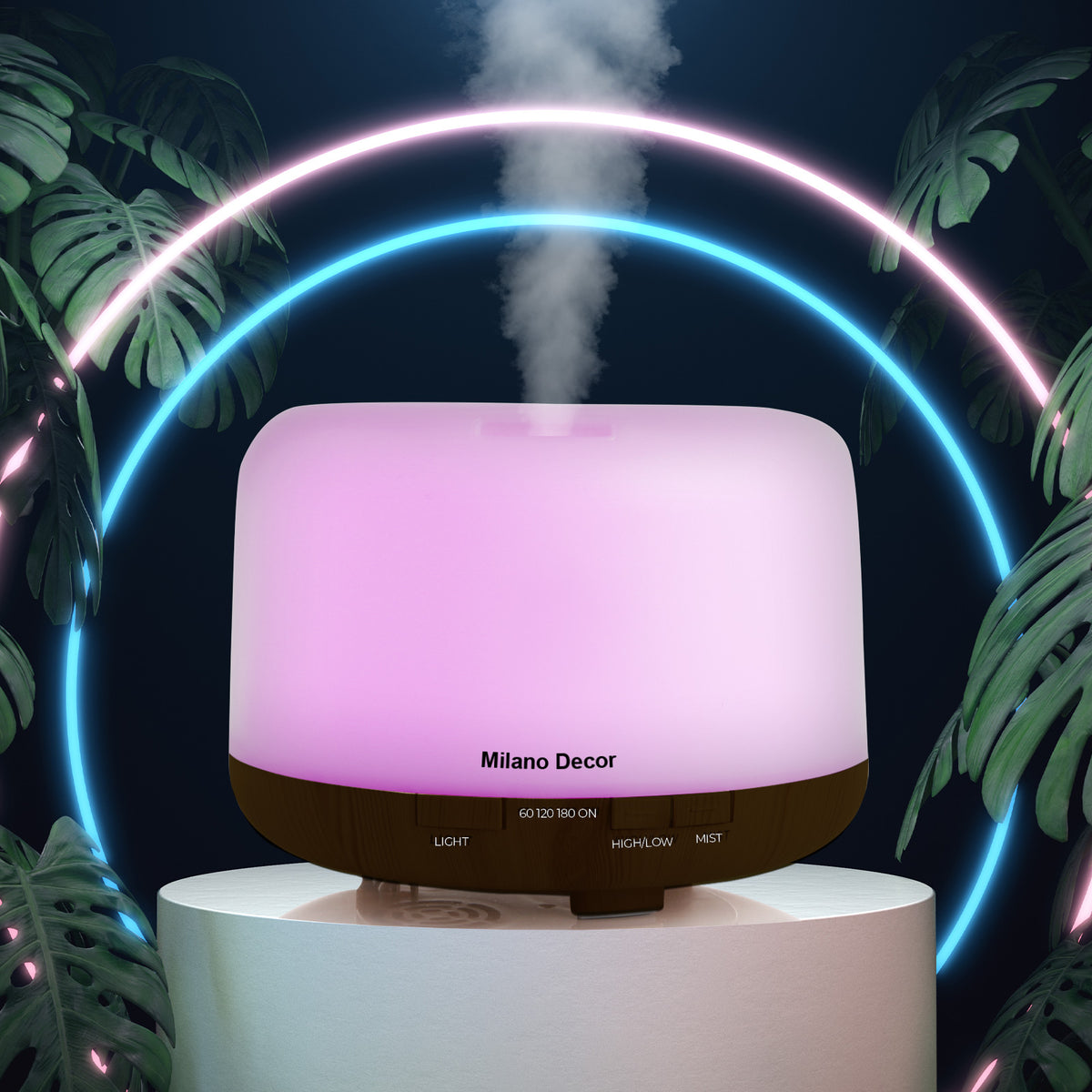 Mood Light Diffuser 500ml Ultrasonic Humidifier With 3 Pack Oils - Dar ...